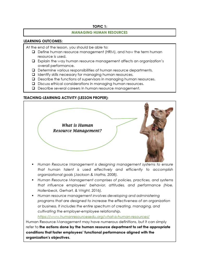 BES 105 - 1 - Overview Managing of Human Resources-1 | PDF | Human ...
