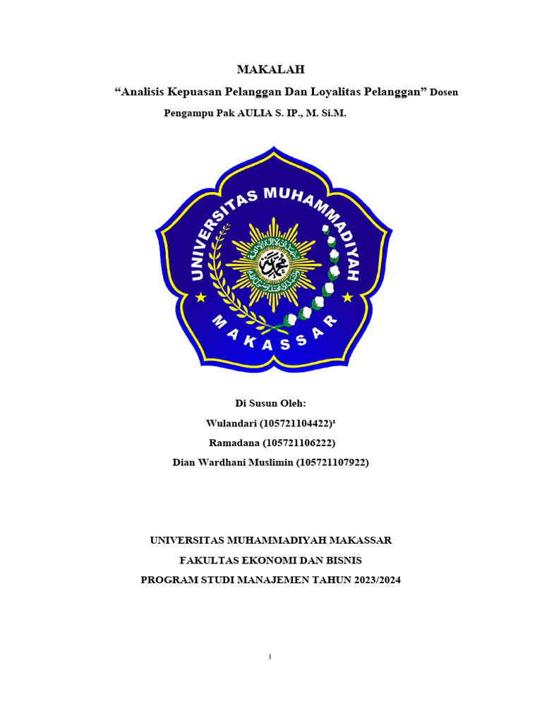 KLP 4 Analisis Kepuasa Pelanggan Dan Loyalitas Pelanggan | PDF | Karier & Perkembangan