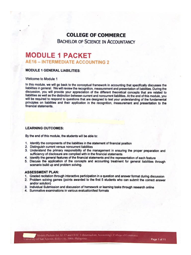 Module 1 Ae16 Intermediate Accounting 2 | PDF