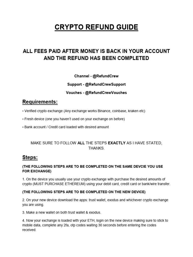 Crypto Refund Process Guide | PDF | Cryptocurrency | Credit Card