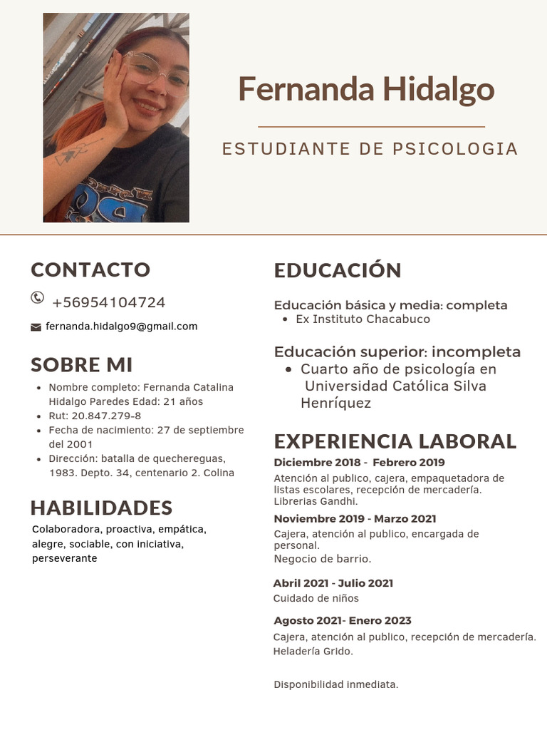 Curriculum Fernanda Hidalgo | PDF