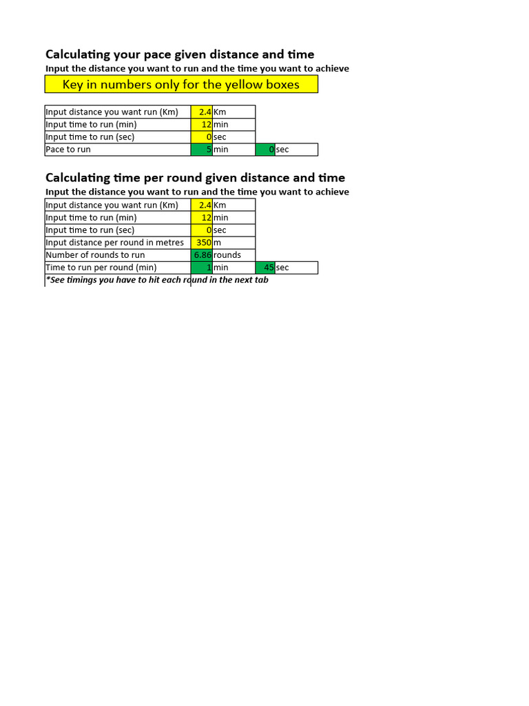 2.4km Pace and Training Calculator | PDF