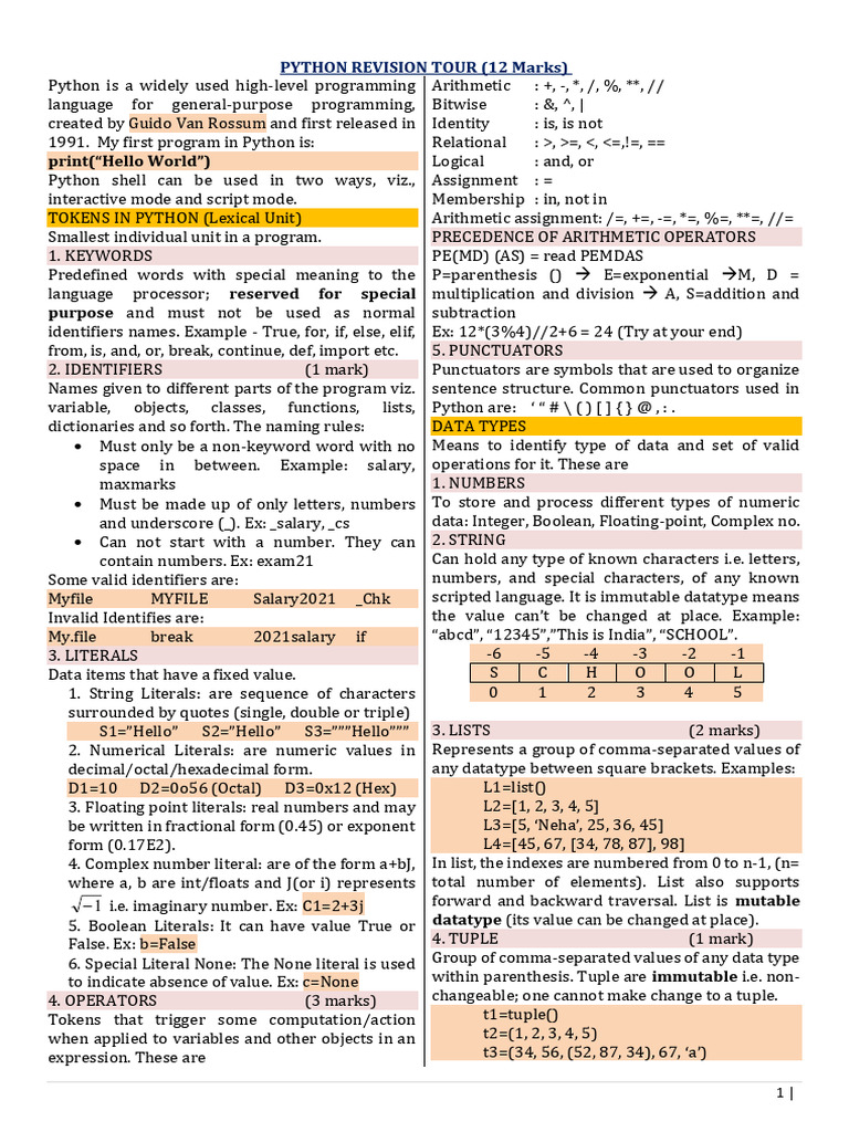Last Minute Revision - 2023-24 | PDF | Parameter (Computer Programming) | Comma Separated Values