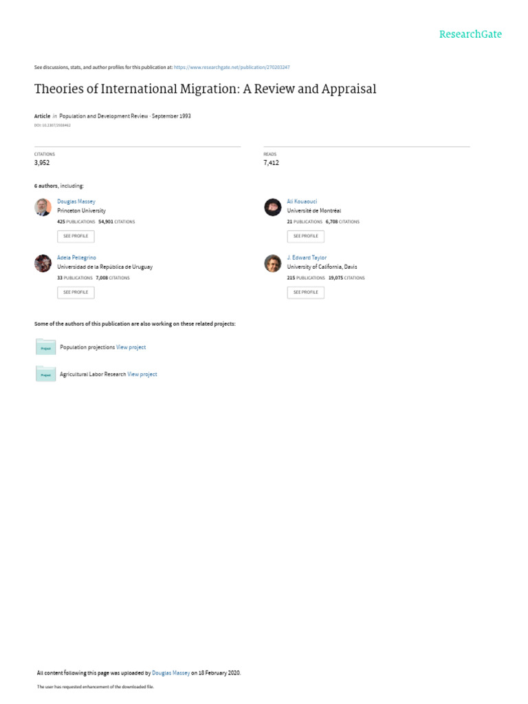 Theories International Migration | PDF