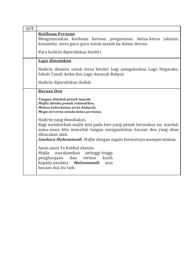 Teks MC Majlis Pelancaran PGG 2024 | PDF | Kajian Bahasa Asing | Agama & Spiritualitas