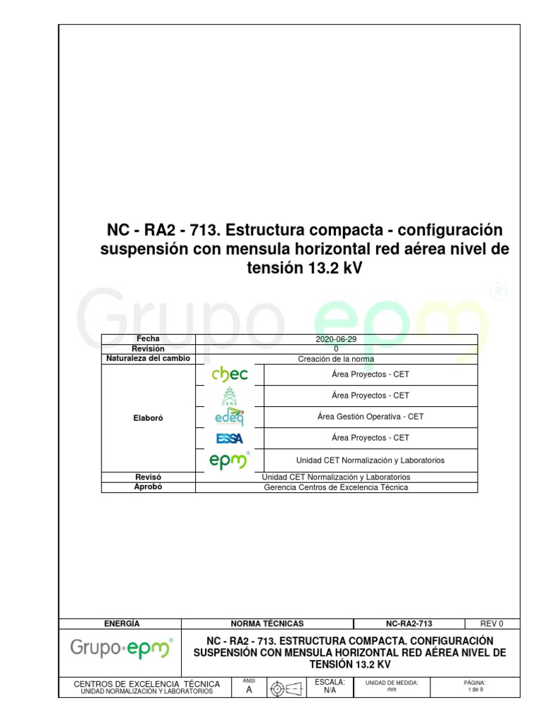 NC-RA2-713CompactaSuspensionConMensulaHorizontalRedAerea13 2kV RevA | PDF | Aislador ...