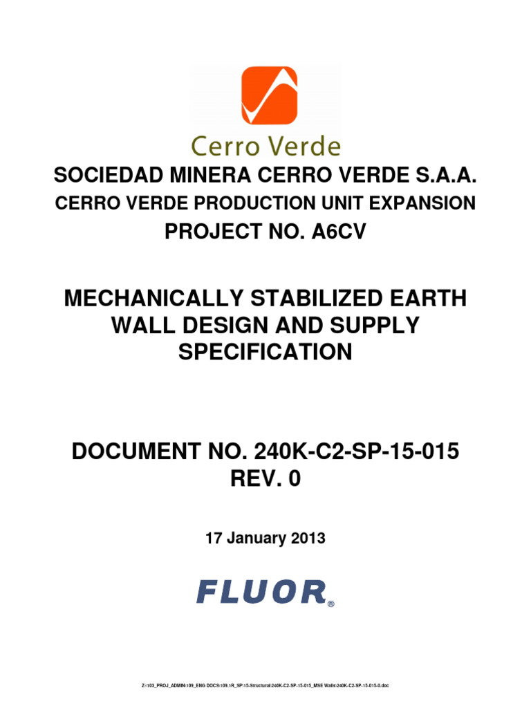 Sociedad Minera Cerro Verde S.A.A. Project No. A6Cv: Mechanically ...