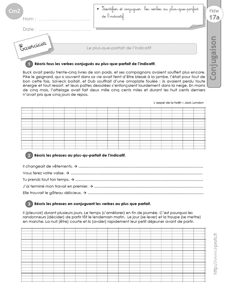 cm2 Exercices Plus Que Parfait | Download Free PDF | Verbe | Mécanique ...
