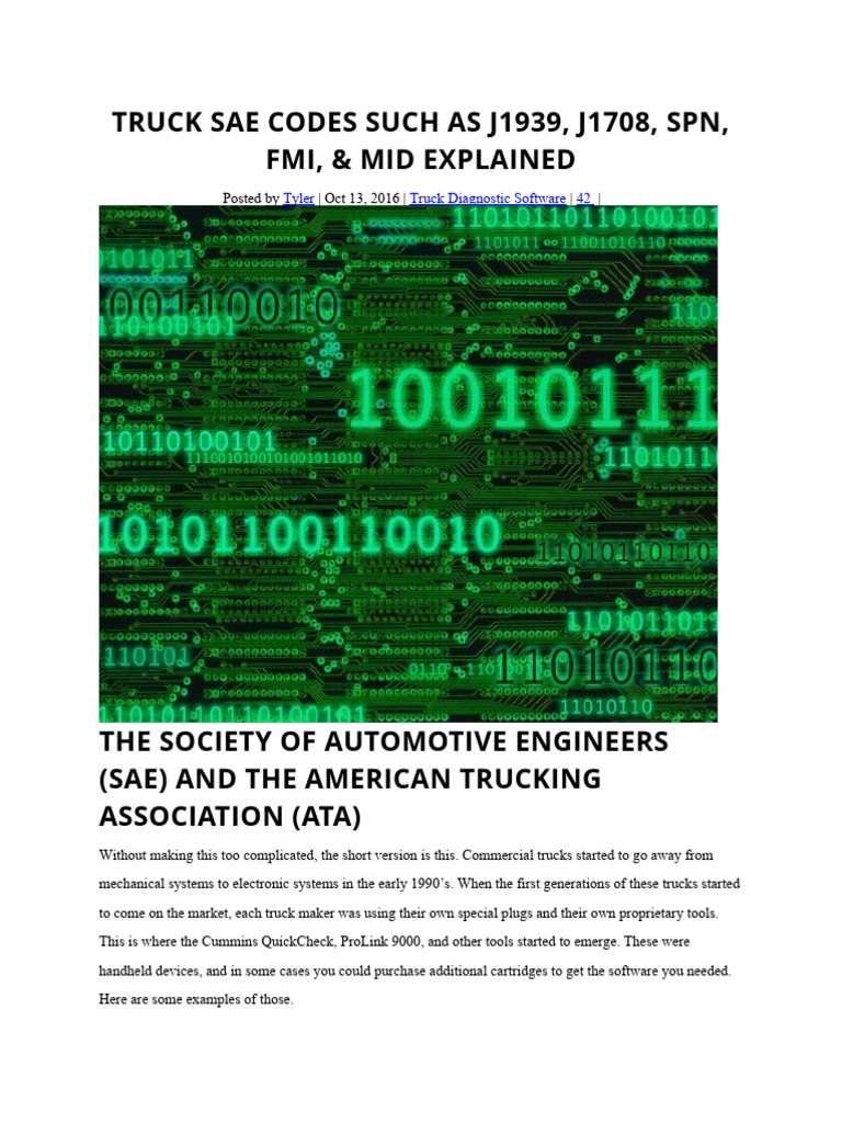 Truck Sae Codes Such As J1939 | PDF | Manufactured Goods | Automotive Industry