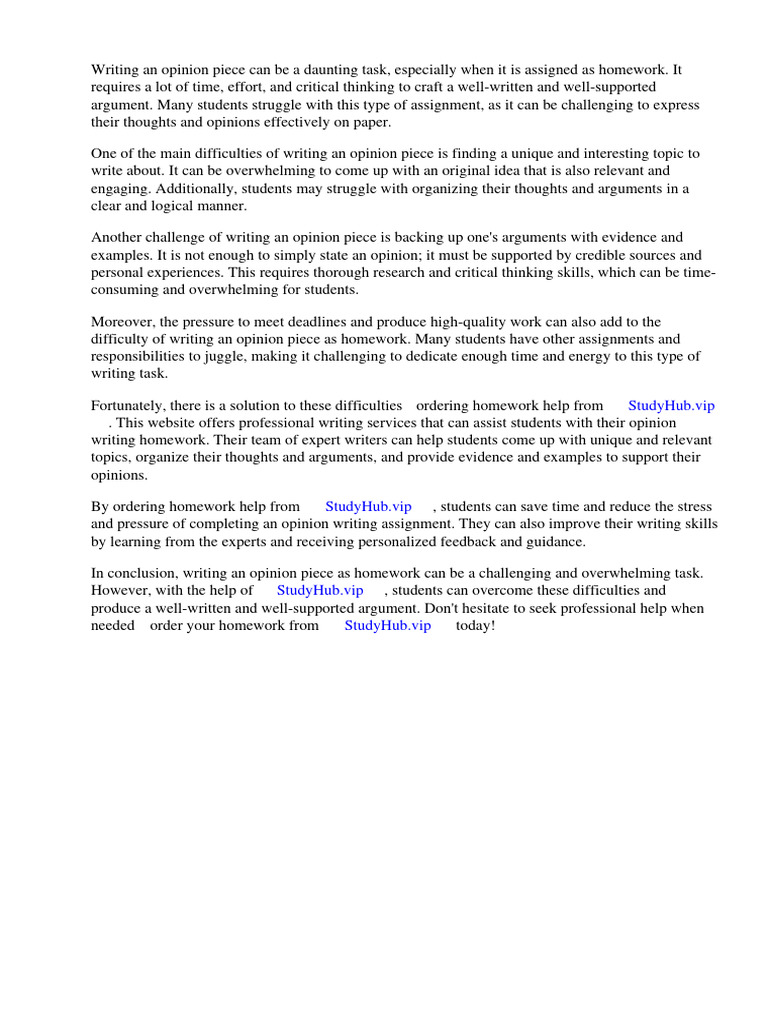 Opinion Writing Homework | PDF | Homework | Thought