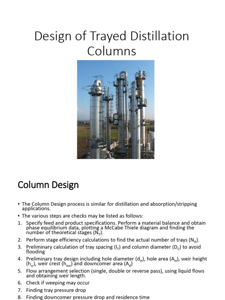 Trayed Distillation Column Design | PDF | Distillation | Unit Operations