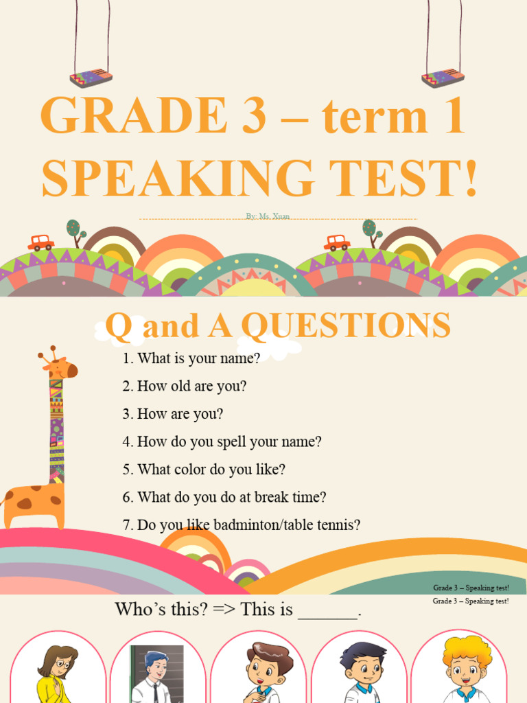 Grade 3 Speaking Test Guide | PDF | Pencil | Classroom