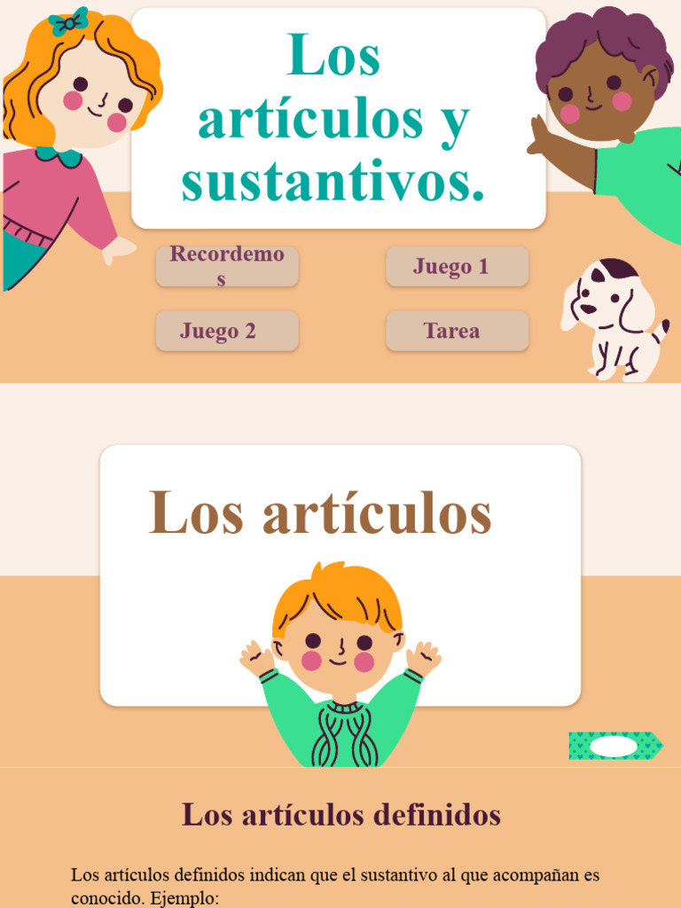 Artículos y Sustantivos para Niños | PDF | Artes del Lenguaje y ...