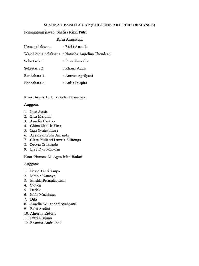 Susunan Panitia Cap-3 | PDF | Seni
