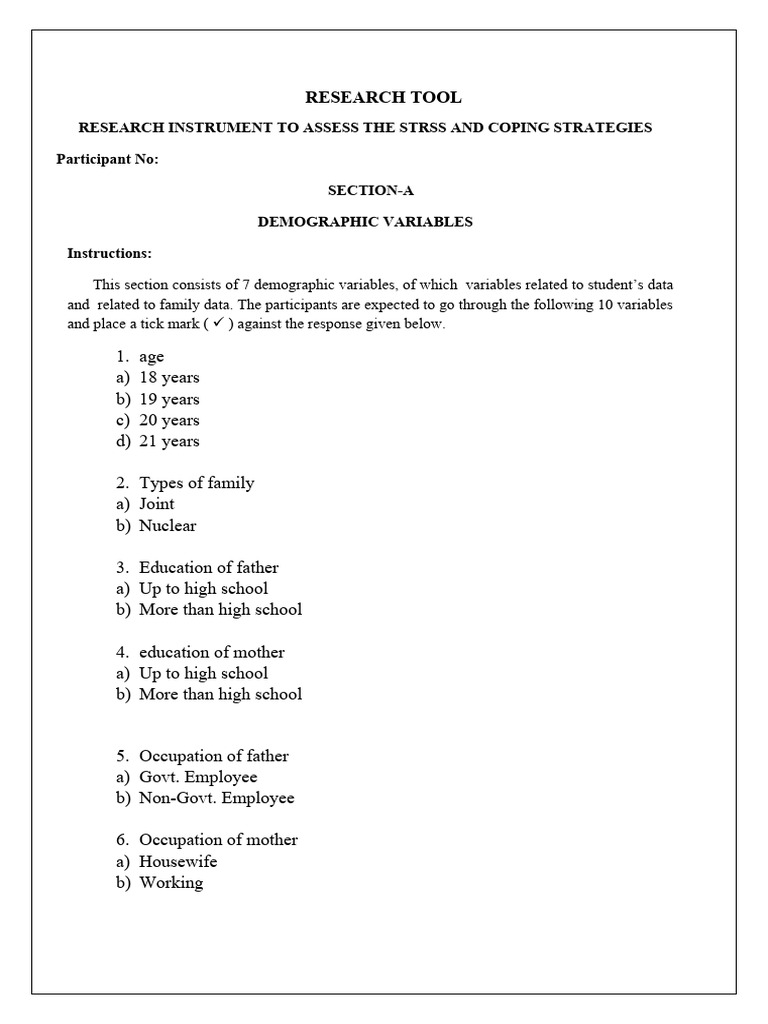 Research Tool | PDF | Psychology | Behavioural Sciences