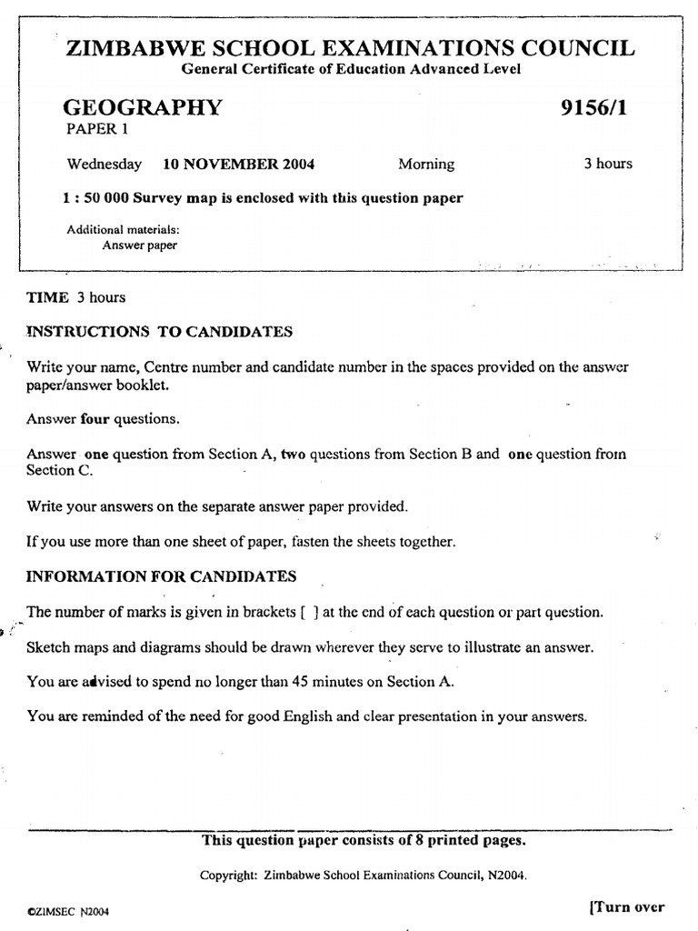 A-Levels Geography 2004 | PDF | Precipitation | Map