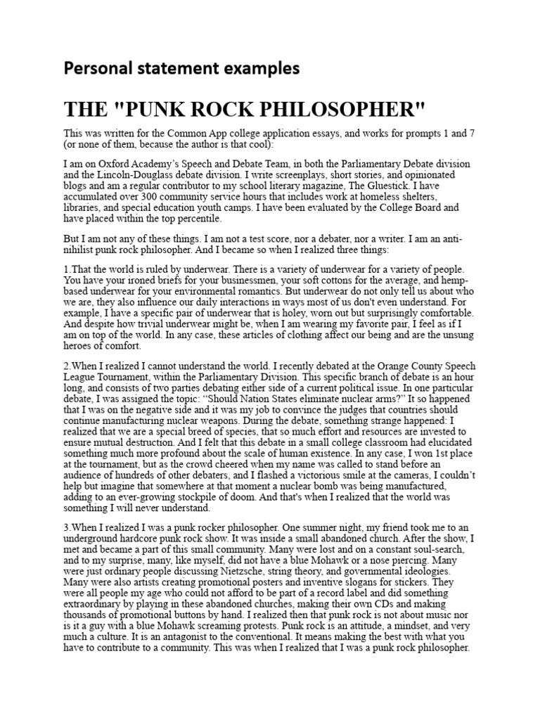 Personal Statement Examples | PDF | Philosophy