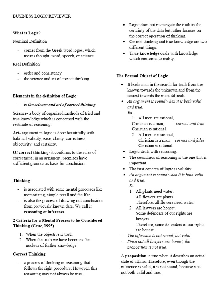 Business Logic Overview and Principles | PDF | Argument | Logic