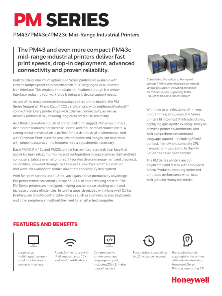 Sps PPR pm43 pm43c pm23c Industrial Printers Data Sheet en | PDF ...