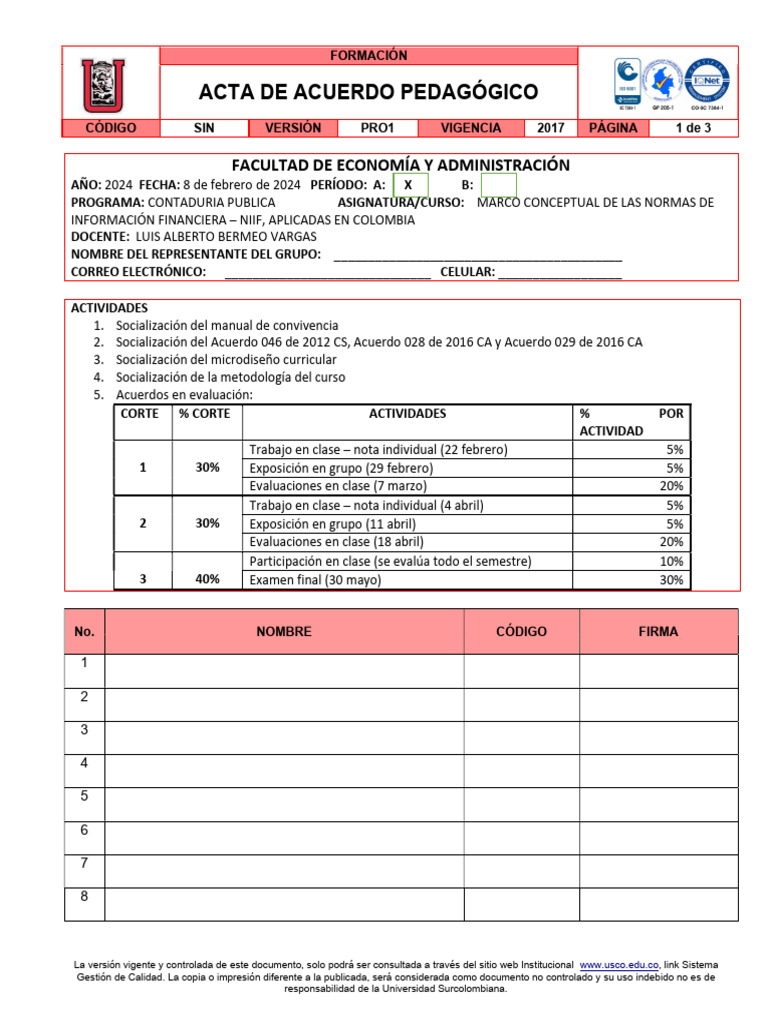 Acta Acuerdo Pedagogico Marco Conceptual Niif - pdf-1 | PDF