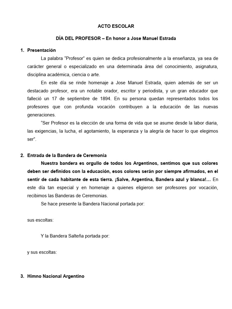 Modelo Glosa Acto Día de La Tradición | PDF | Maestros | Enseñando