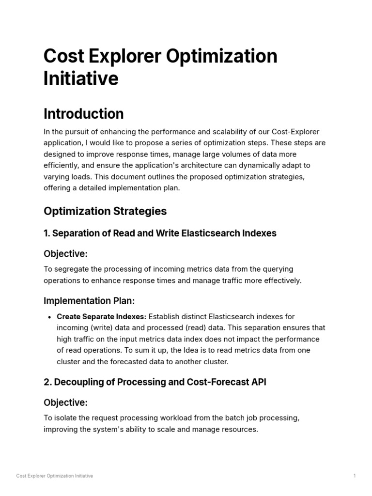 Cost Explorer Optimization Initiative 1 | PDF | Program Optimization | Scalability