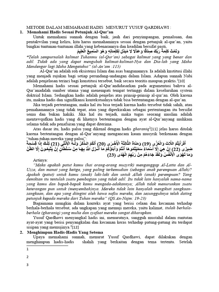 Metode Memahami Hadis Menurut Qardhawi | PDF | Sejarah