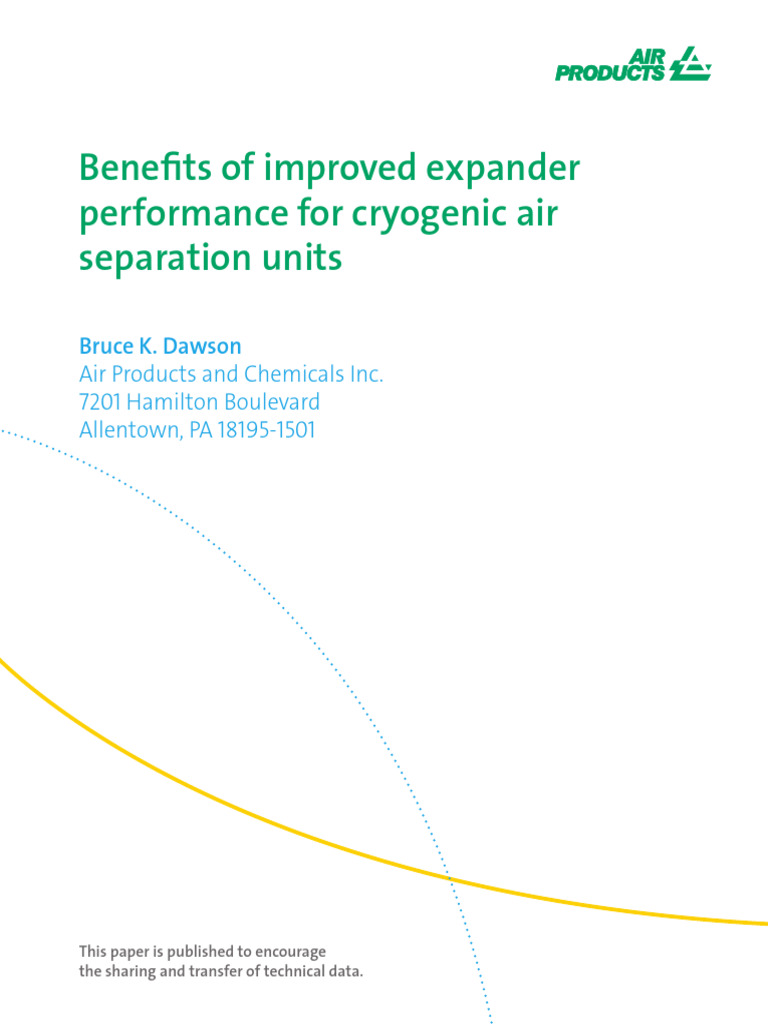 Benefits of Improved Expander Performance For Cryogenic Air Separation ...