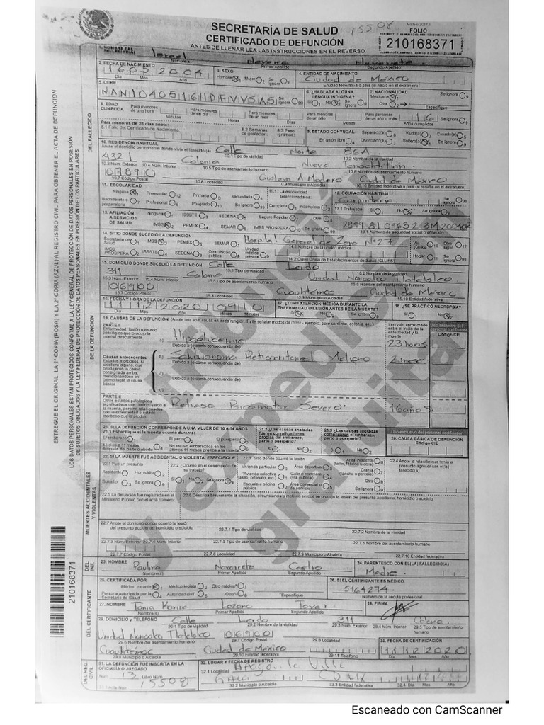 Certificado Médico de Defunción | PDF