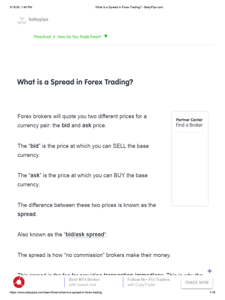 Understanding Forex Spread Explained | PDF | Foreign Exchange Market ...