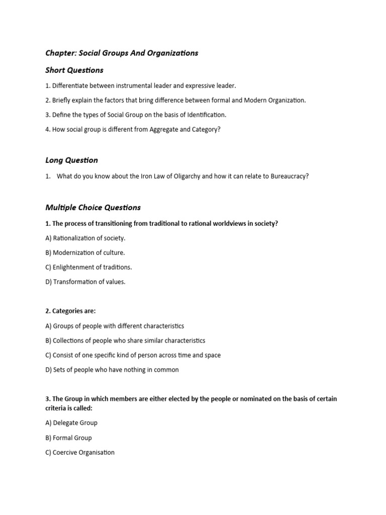 Social Groups and Organization | PDF | Social Group | Power (Social And ...