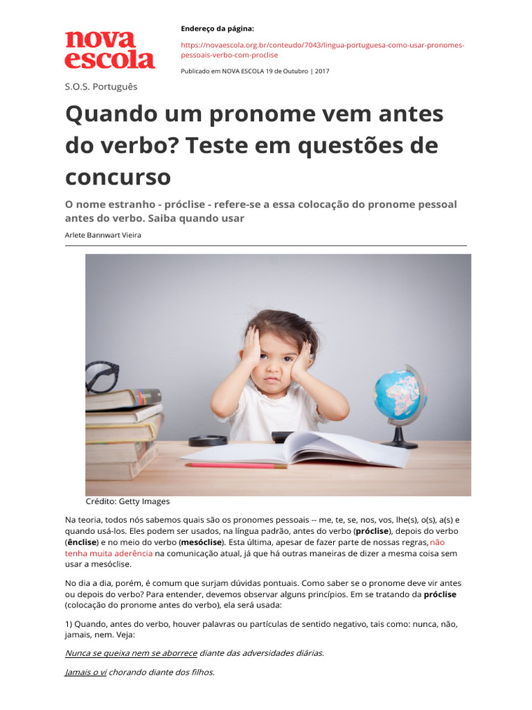 Uso Correto de Pronomes Pessoais em Próclise | PDF | Pronome | Palavra