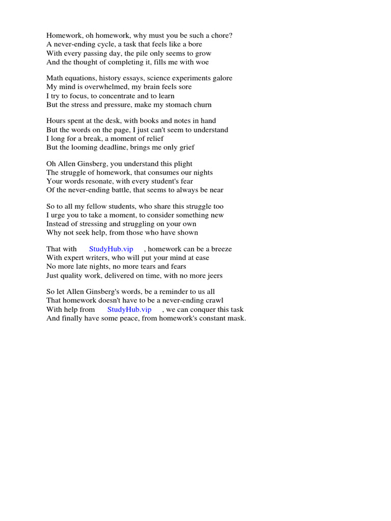 Homework Poem Allen Ginsberg | PDF | Allen Ginsberg | Beat Generation
