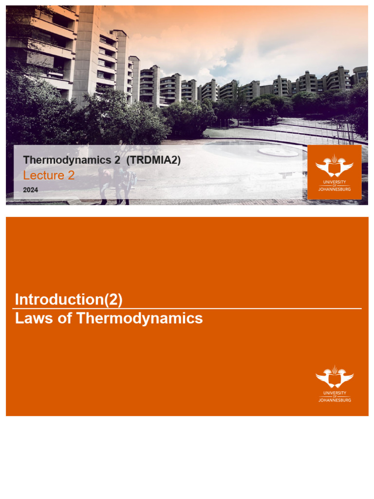 Lecture 2 Laws of Thermodynamics | PDF | Heat | Second Law Of ...