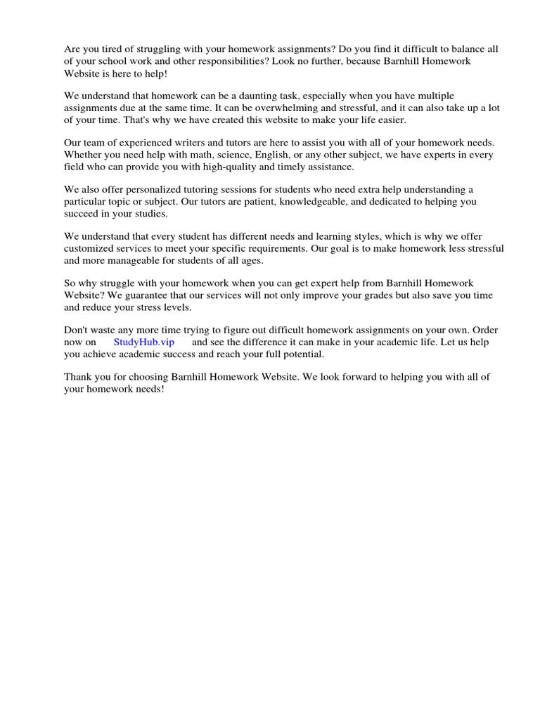 Barnhill Homework Website | PDF | Homework