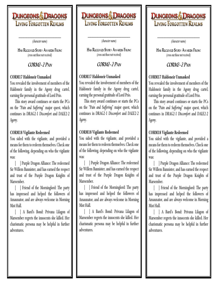 CORM2-2 Pain Story Awards | PDF