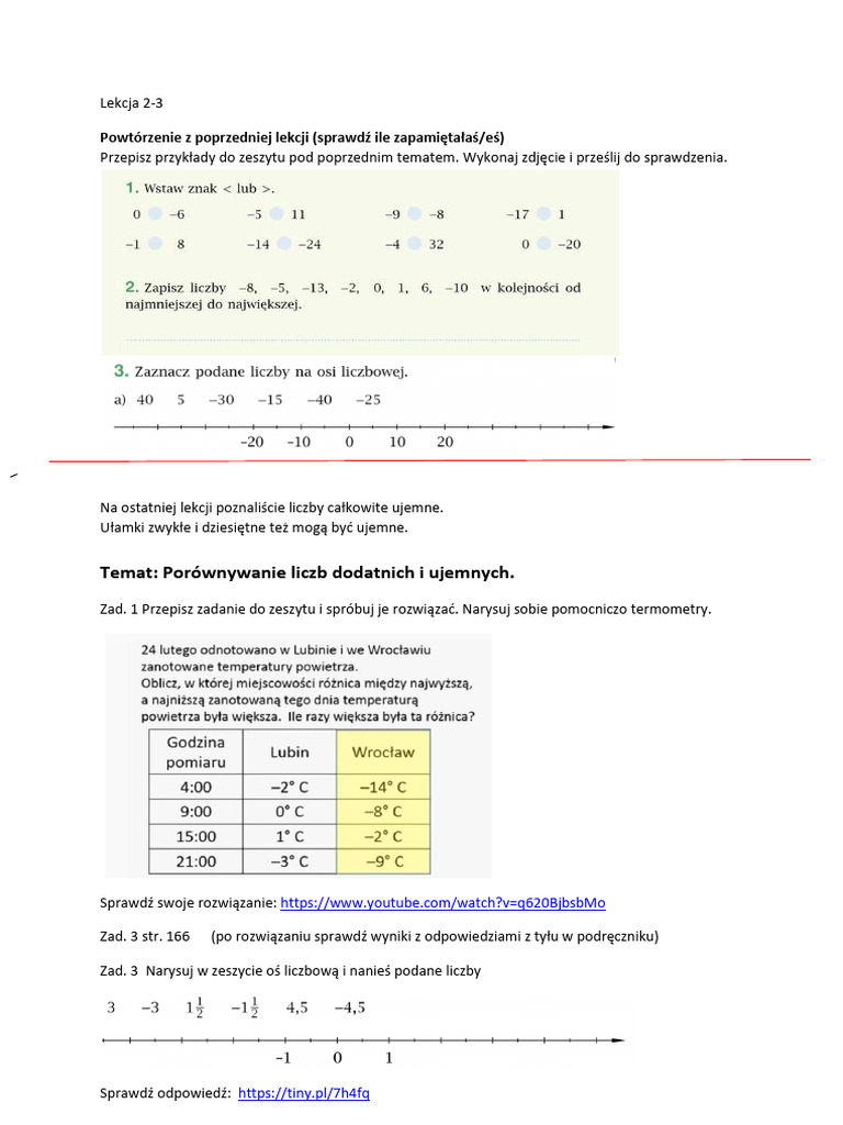 Sprawdzian Z Liczb Wymiernych Klasy 6 | PDF