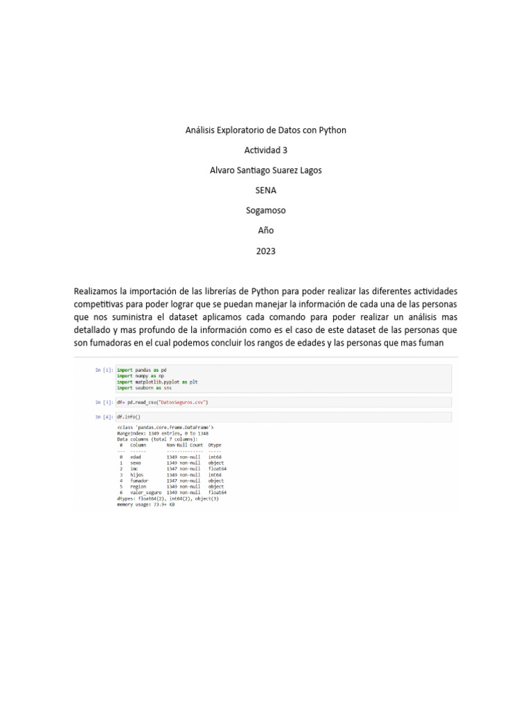 Alvaro Santiago Suarez Lagos Actividad 3 Analisis exploratorio de datos con Python | PDF