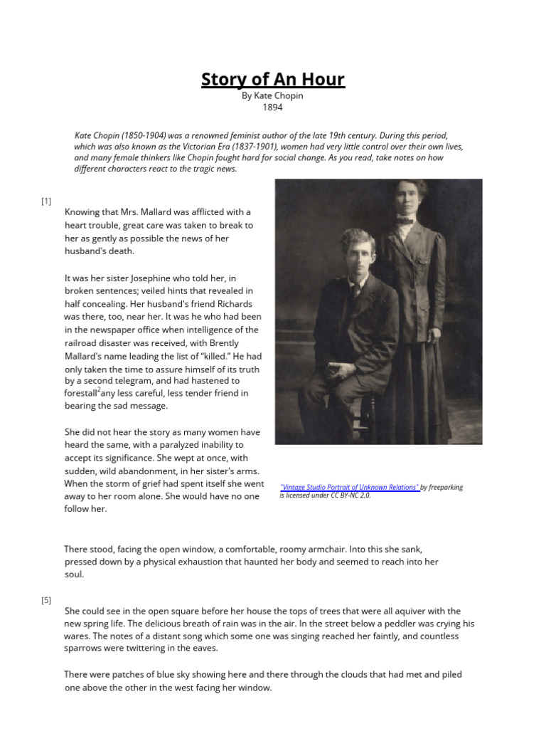 Kate Chopin's "The Story of an Hour" Analysis | PDF