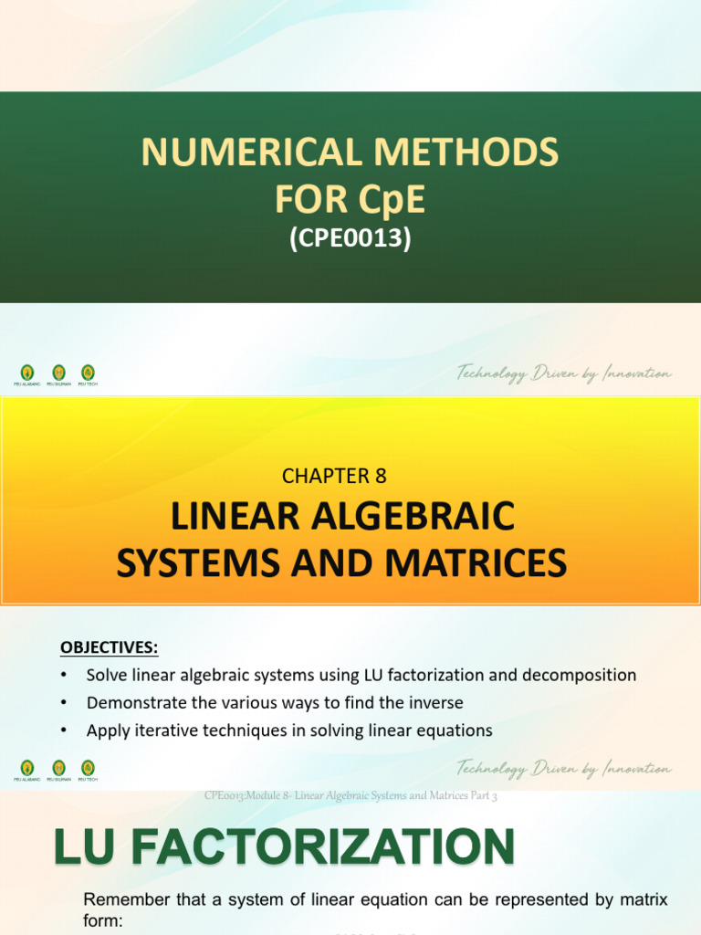 (M8-MAIN) Linear Algebraic Systems and Matrices - Part 3 | PDF | Matrix (Mathematics) | Algebra