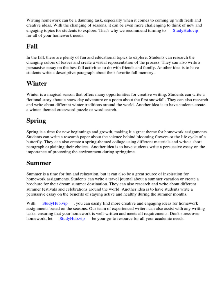 Seasons Homework Ideas | PDF | Reading Comprehension