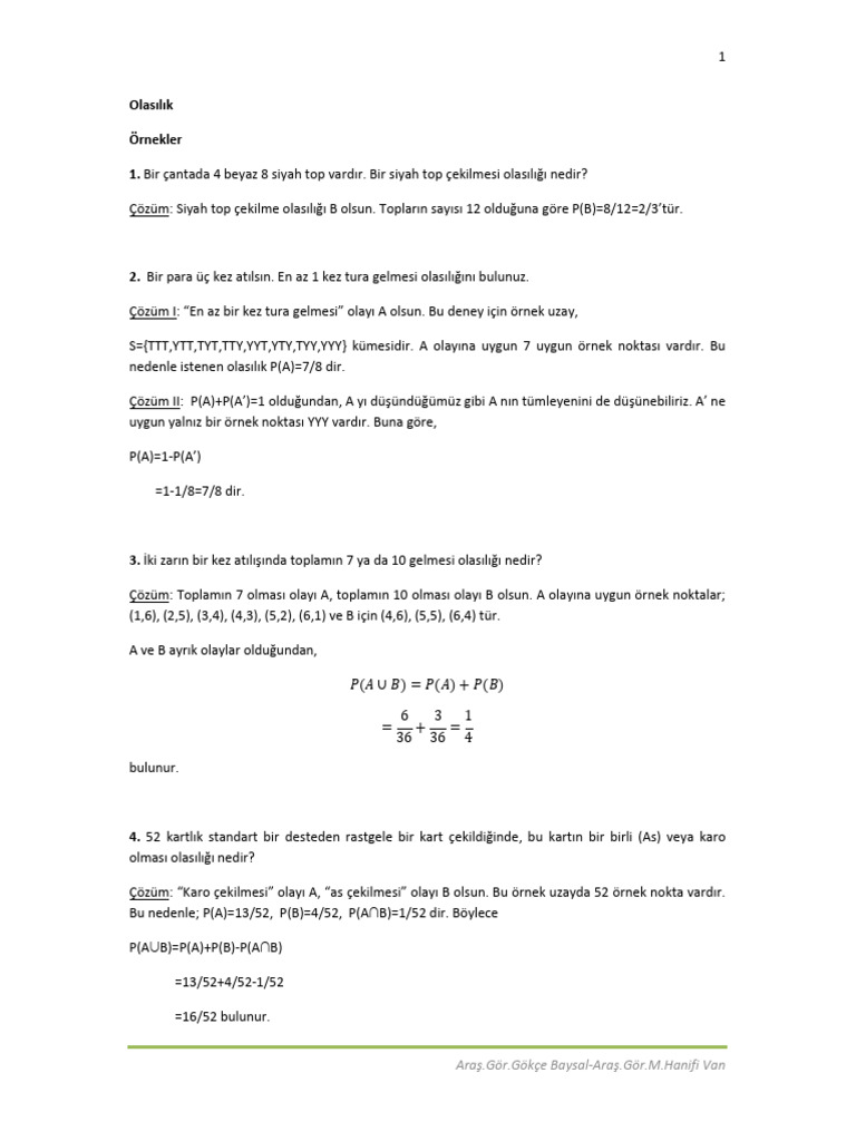 Olasilik Ornekler | PDF