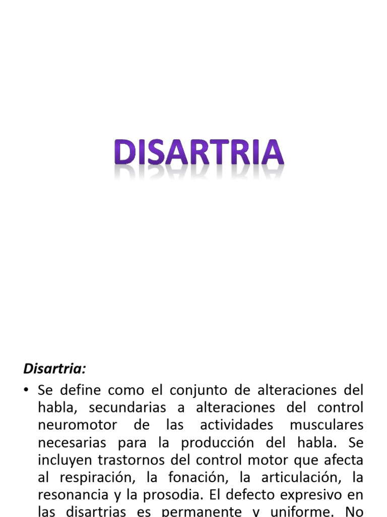 Disartria: Tipos, Diagnóstico y Tratamiento | PDF | Habla | Sistema ...