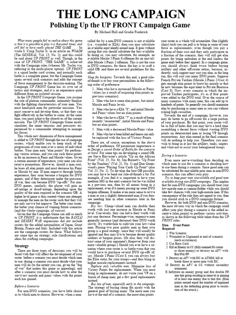 Campaign Strategies for UP FRONT Game | PDF | Military Science | Military