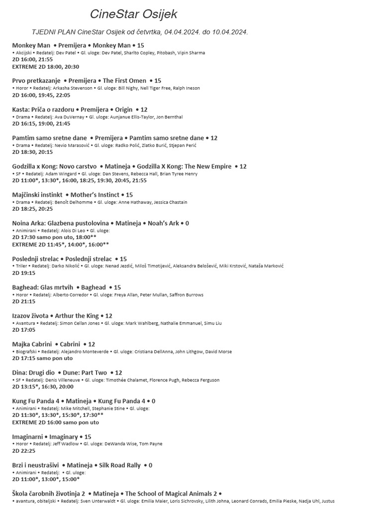 CineStar Osijek 04.04.2024 | PDF