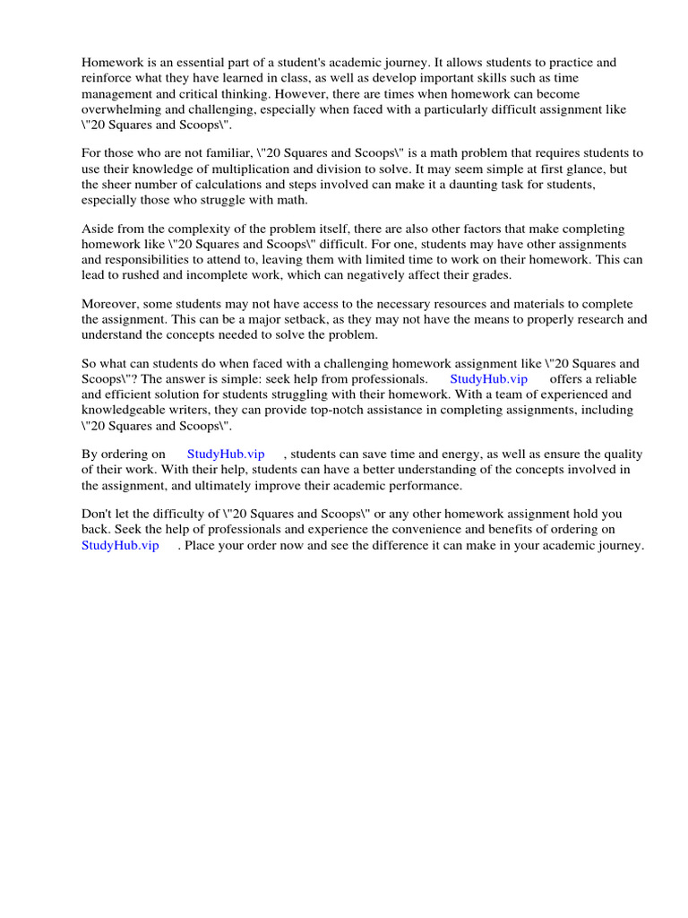 Homework 20 Squares and Scoops | PDF | Homework | Learning