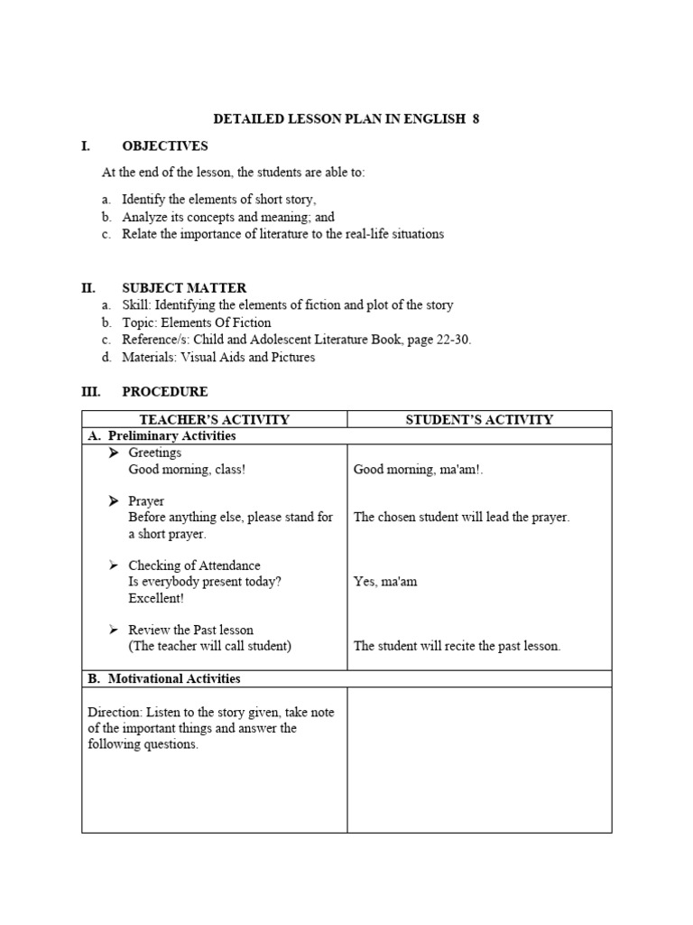 J.P.S Wps. Lesson Plan | PDF | Plot (Narrative) | Human Communication