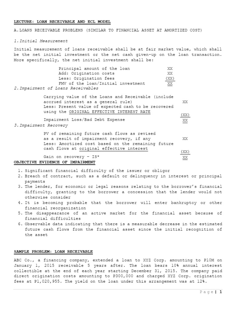AP0004.02 Loan Receivable and ECL Model | PDF | Loans | Interest