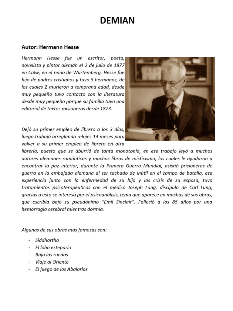 Demian | PDF | Hermann Hesse