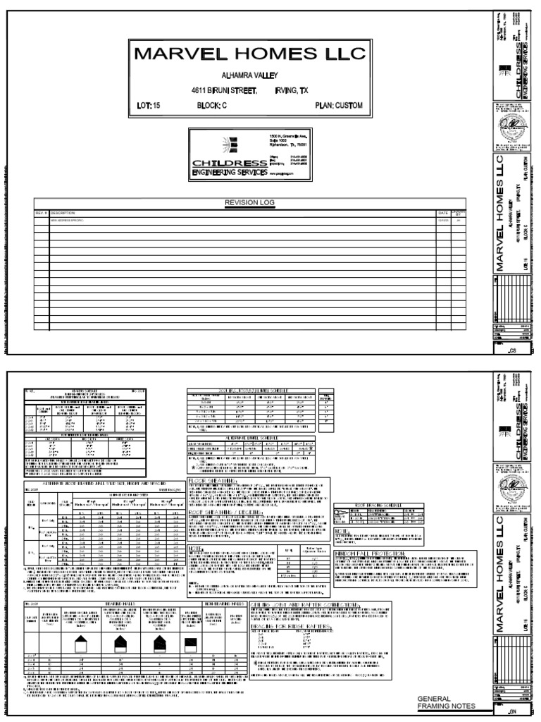 Revision Log: REV. # Description: Date Drawn BY | PDF | Framing ...